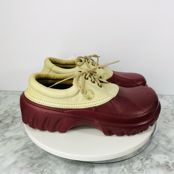 CROCS | Shoes | Crocs Clogs Mens 9 Womens 1 Lace Up Burgundy Cream At ...